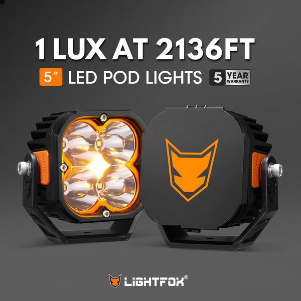 Lightfox Cygnus 5" Pair LED Pod Lights 1Lux@2,136ft IP68 14,106,LM